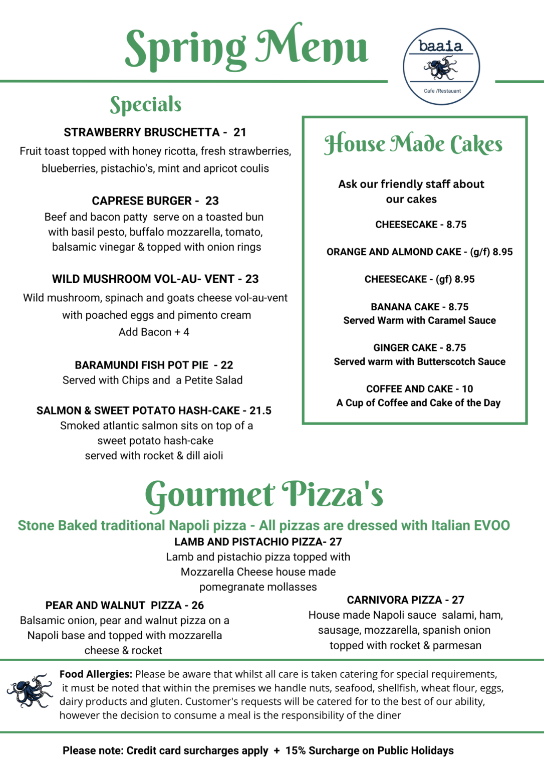 Our Menus - Baaia Cafe Sandgate