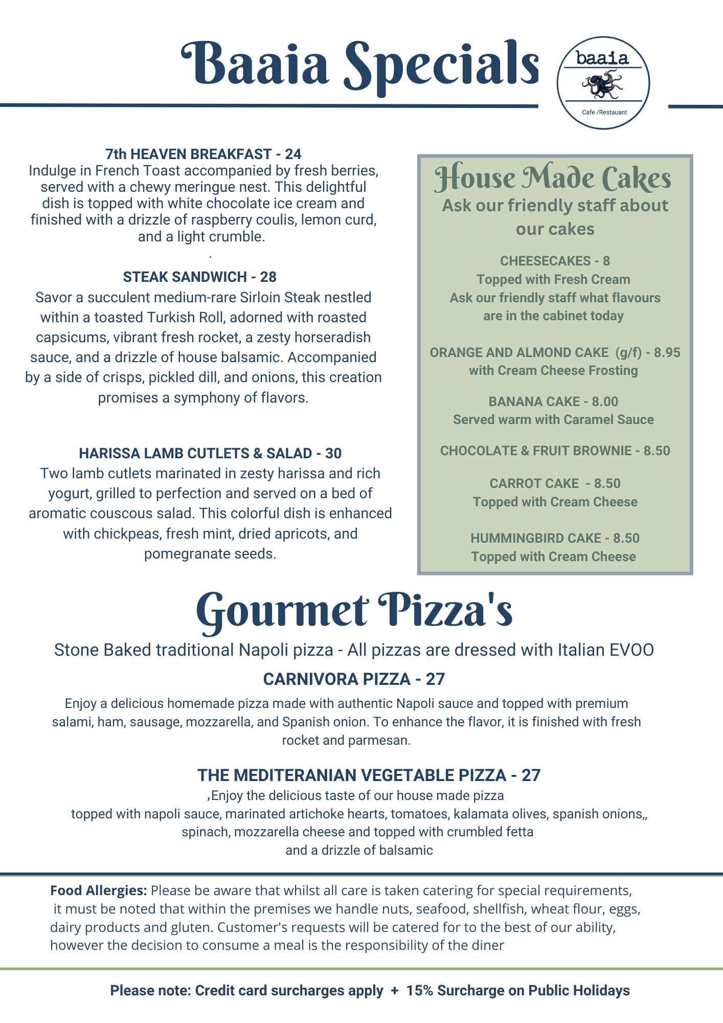 Our Menus - Baaia Cafe Sandgate
